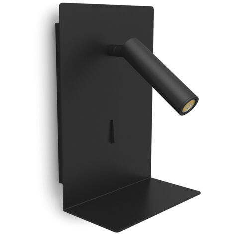 Liseuse murale LED inclinable BALTIC lampe de chevet USB noire ...