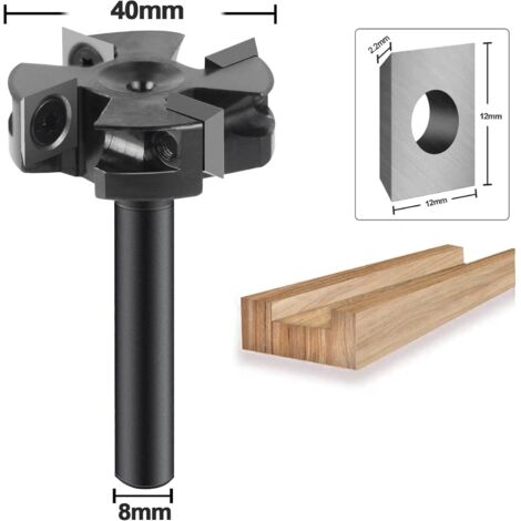 DPZO Fraise à défoncer -tige de 8 mm - diamètre de 40 mm - Fraise à Surfacer mèche de rabotage à ...