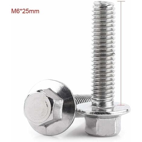 10pcs M6 acier inoxydable SS304 kit de vis, Vis à bride hexagonale Fixation des boulons de la ...
