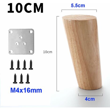 Pied de meuble en bois, 4 pièces de pieds en bois Pieds de meuble Pieds de canapé avec plaques ...