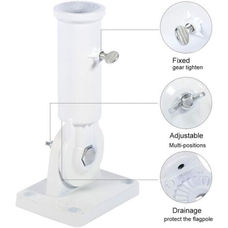 Support Mât Drapeau Mural, Support Mât Drapeau Réglable, Blanc Métal ...