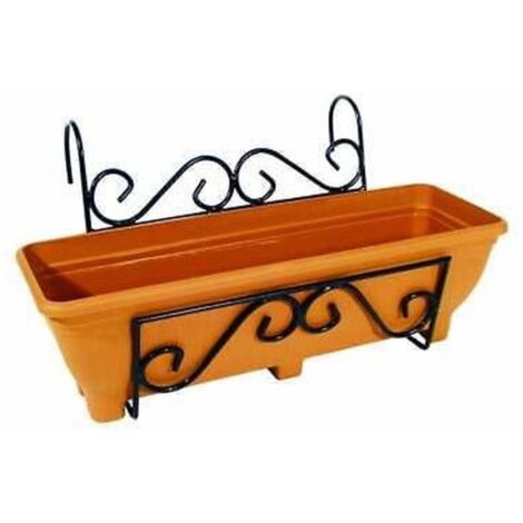 Balcony/Fence Holder - Scrolled Back Planter Holder - Terracotta