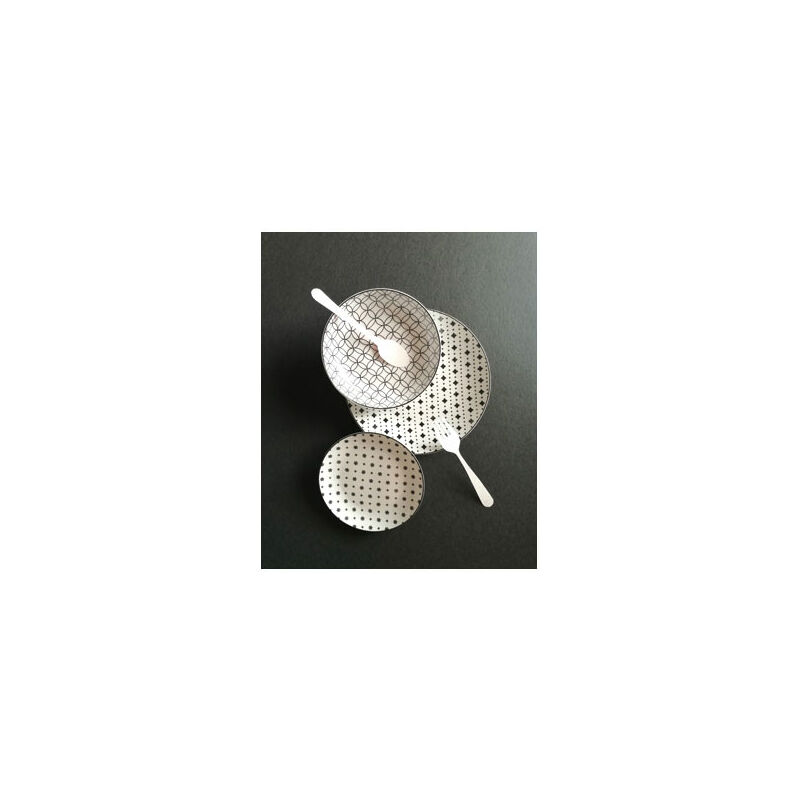 VAJILLA 12 PIEZAS PORCELANA DECORADA HANA BLANCA - 321020700
