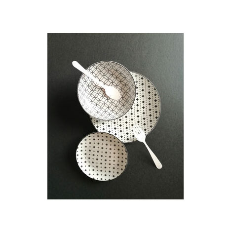 VAJILLA 12 PIEZAS PORCELANA DECORADA HANA BLANCA - 321020700