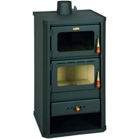 Prity – Poêle à bois 12 kW avec four – Acier noir – Efficacité 75-80% ...