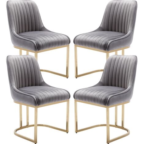 Set di 4 Sedie da Pranzo in Velluto Sedie da Cucina Moderne in Metallo Sedie da Salotto Sala da ...