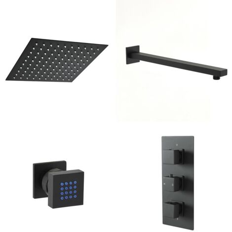 Milano Preto 2 Outlet Triple Thermostatic Mixer Shower Valve with 300mm ...