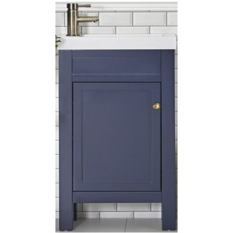 Milano Aston Navy Blue 400mm Bathroom Cloakroom Vanity Unit with Basin ...