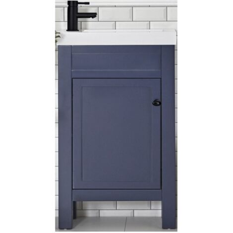 Milano Aston Navy Blue 400mm Bathroom Cloakroom Vanity Unit with Basin ...