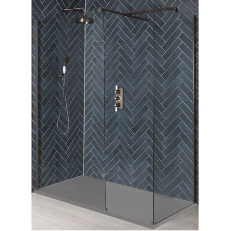 Milano Rosso Matte Bronze Corner Walk In Wet Room Shower Enclosure with ...