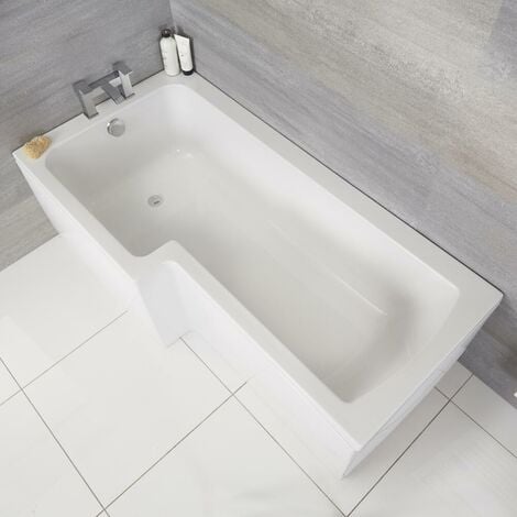 Milano Elswick White 1700mm x 850mm Left Hand Square Bathroom Shower ...