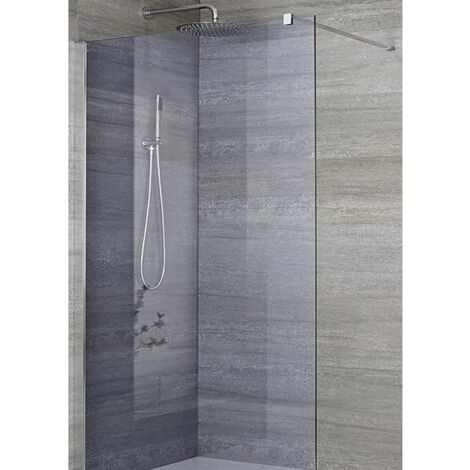 Milano Portland-Luna - 1000mm Chrome Recessed Walk In Frameless Wet Room Shower Enclosure with ...