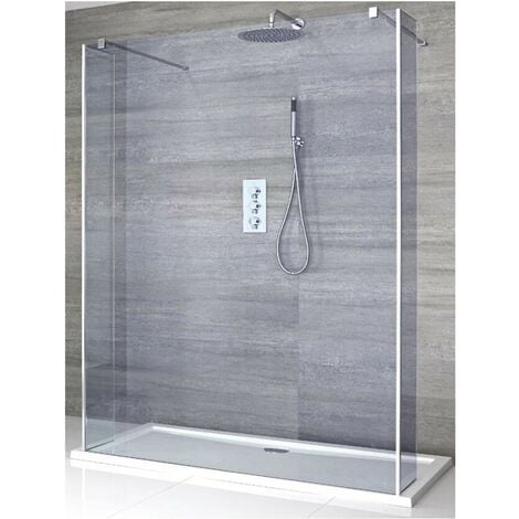 Milano Portland-Luna Chrome Floating Walk In Frameless Wet Room Shower Enclosure with Smoked ...