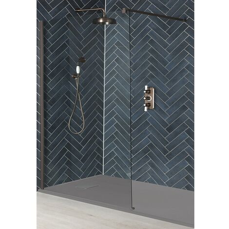 Milano Rosso Matte Bronze Recessed Walk In Wet Room Shower Enclosure ...