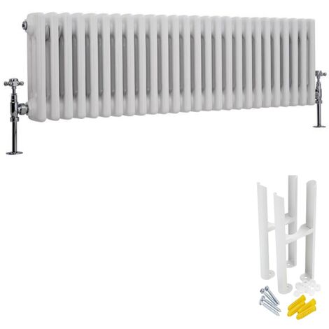 Milano Windsor White Cast Iron Style Horizontal Triple Column Radiator ...