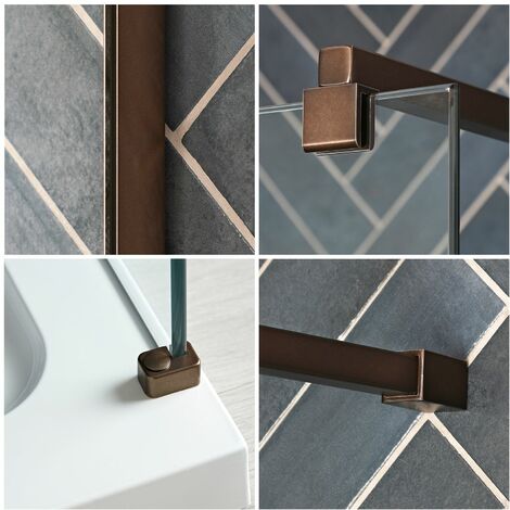 Milano Rosso Matte Bronze Walk In Wet Room Shower Enclosure with Screen ...