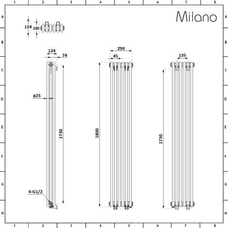 Milano Windsor - Traditional Black Cast Iron Style Vertical Triple ...