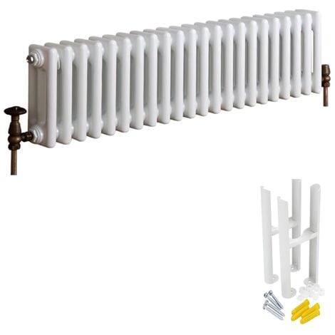 Milano Windsor White Cast Iron Style Horizontal Triple Column Radiator ...