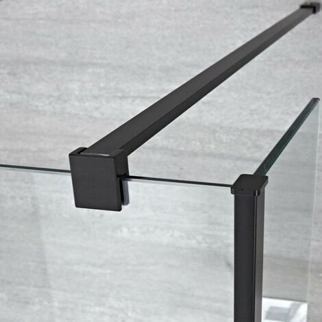 Milano Nero 700mm Black Recessed Walk In Wet Room Shower Enclosure ...
