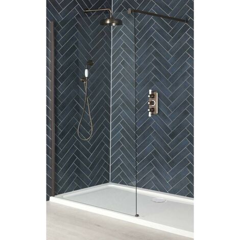 Milano Rosso Matte Bronze Recessed Walk In Wet Room Shower Enclosure ...