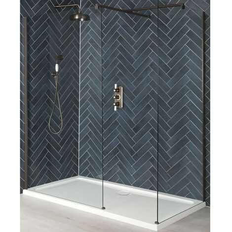 Milano Rosso Matte Bronze Corner Walk In Wet Room Shower Enclosure with ...