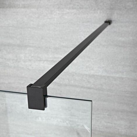 Milano Nero 1200mm Black Recessed Walk In Wet Room Shower Enclosure ...