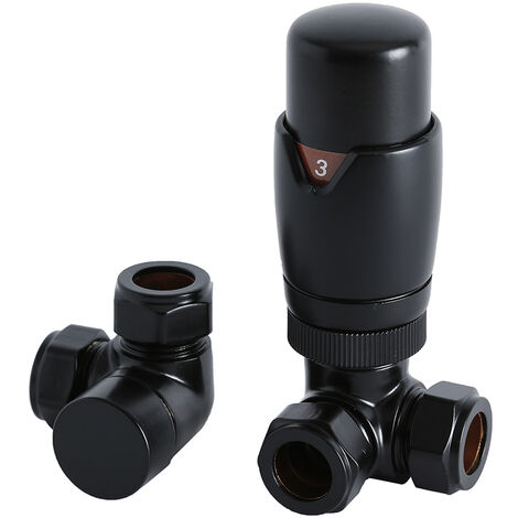 Milano Thermostatic Corner Heated Towel Rail Radiator Valve TRV and ...