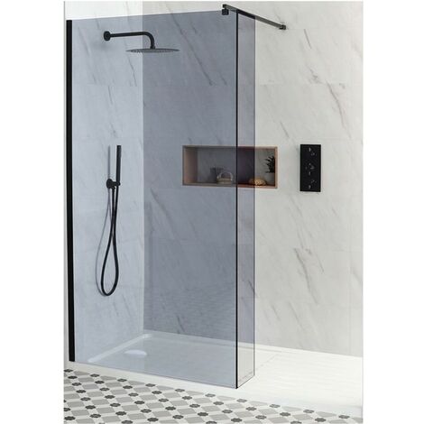 Milano Nero-Luna Black Recessed Walk In Frameless Wet Room Shower ...