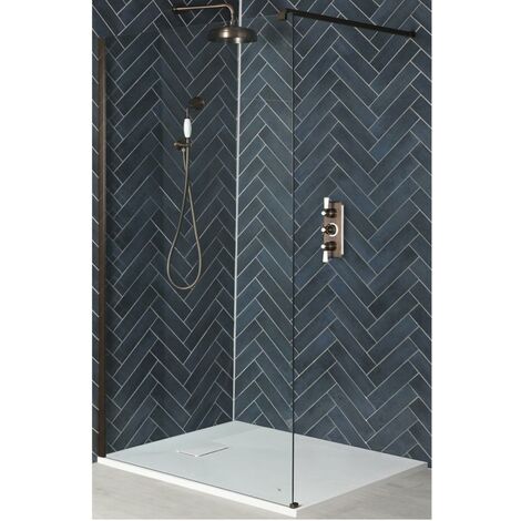 Milano Rosso Matte Bronze Walk In Wet Room Shower Enclosure with Screen ...