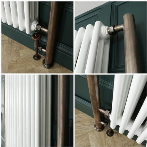 Milano Windsor White Vertical Triple Column Cast Iron Style Radiator ...