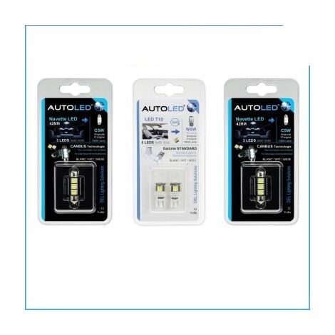 PACK P19 4 Ampoules LED W5W (t10)+navette C5W 42MM canbus AUTOLED®