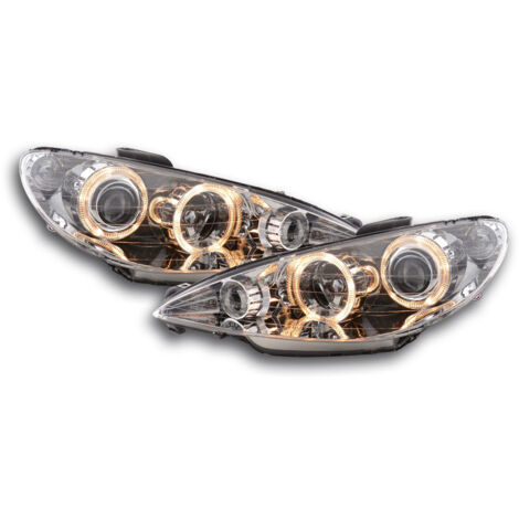 Jeu de phares angel eyes Peugeot 206 98-03 chrome