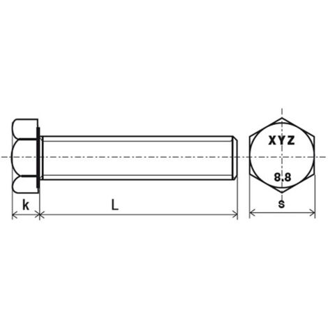 Vis tête hexagonale totalement filetée classe 8,8 Zingué - 10 x 35 mm ...