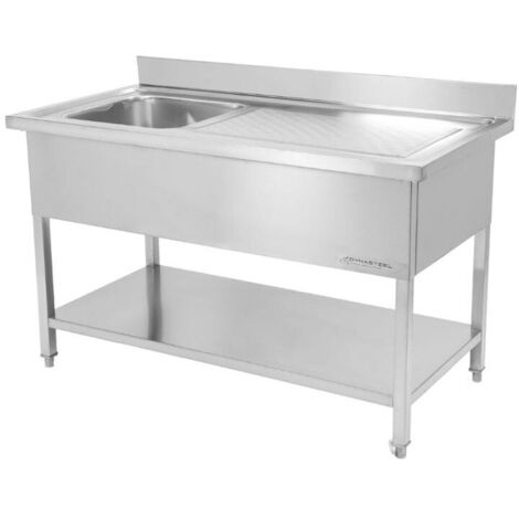 Plonge 1 Bac avec Dosseret et Etagère - 1400 x 700 mm