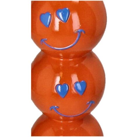 Kaarshouder Smiley Polyresin Oranje 9x9x26.5cm en pot. Plante verte ...