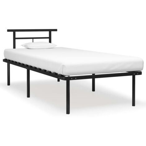Lit simple，Lit adulte，Cadre de lit Noir Métal 90x200 cm582347