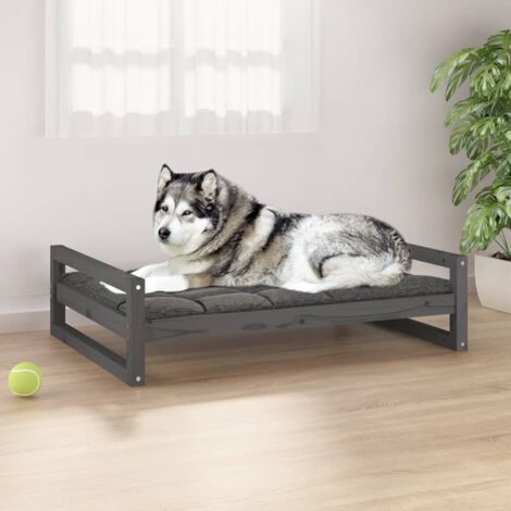 Lit pour chien，Lit pour animal Gris 105,5x75,5x28 cm Bois de pin solide ...