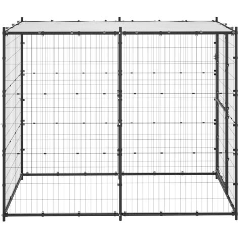 Chenil extérieur pour chiens anti-fugue en acier de 110x220x180 cm toit ...