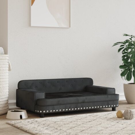 Lit pour chien，Lit pour animal noir 90x53x30 cm velours CFW214195