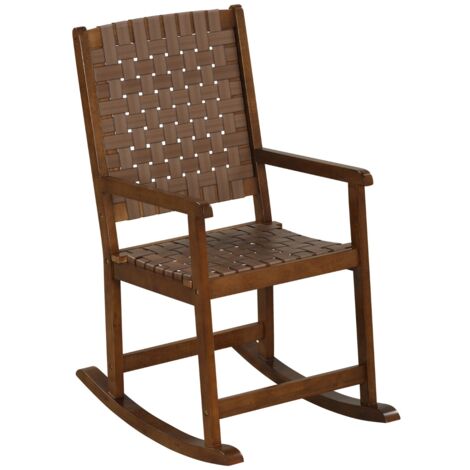 Chaise Bascule Bois Siège PU Cadre Bois Hévéa Mouvement Sûr Fluide ...