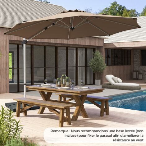 Parasol 33 cm Rond Déporté 360° Inclinaison Réglable Résistant Vent ...