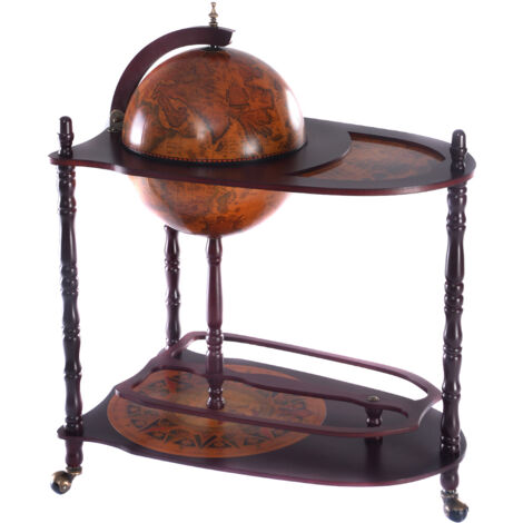 Bar globe terrestre Casier à vin Minibar Etagère en bois Bar roulant ...