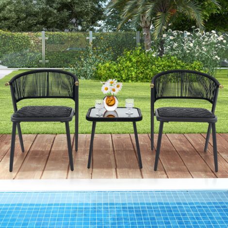 Ensemble de Meubles 3 Pcs de Patio en Rotin Charge 180KG Salon de ...