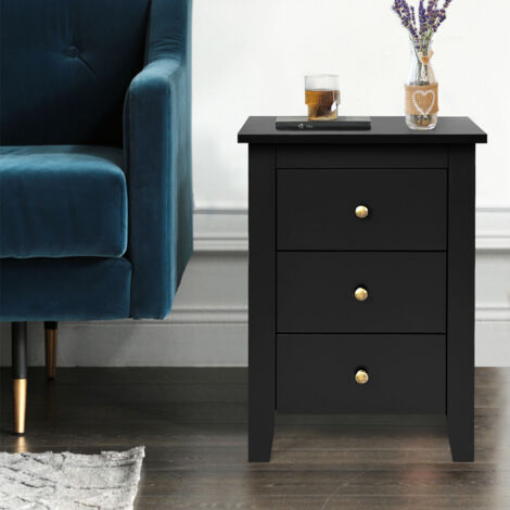 Lot de 2 Tables de Nuit 2 Table de Chevet Moderne avec 3 Tiroirs Pour ...