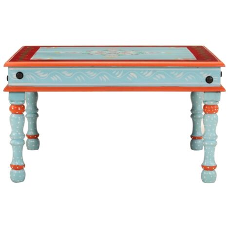 Table de salon bleu en manguier massif peint à la main design unique ...
