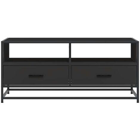 Table d'appoint 100x50x45 cm bois noir et structure métal robuste ...