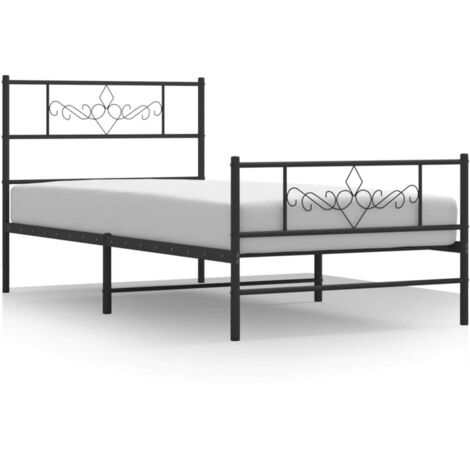 Lit simple，Lit adulte，Cadre de lit métal sans matelas avec pied de lit ...