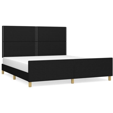 Lit double，Lit adulte，Cadre de lit sans matelas noir 180x200 cm tissu ...
