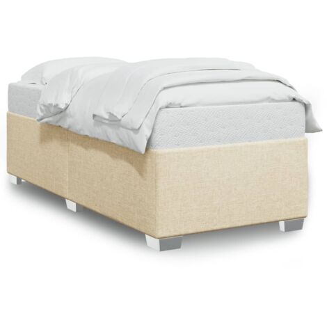 Cadre de lit 90x190 cm en tissu creme avec sommier robuste CFW6021512 ...