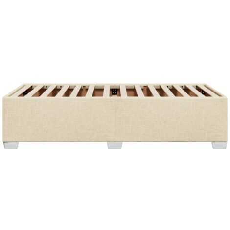 Cadre de lit 90x190 cm en tissu creme avec sommier robuste CFW6021512 ...